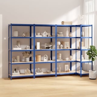 5-Layer Shelves 4 pcs Blue Steel&Engineered Wood - Bed Bath & Beyond ...