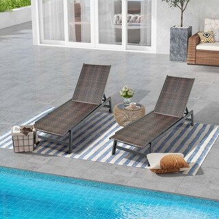 Costway 2PCS Patio Galvanized Steel Chaise Lounge with Wheels PE - Bed ...