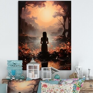 Designart "Red Meditation Ethereal Reverie" Meditation Canvas Art Print ...