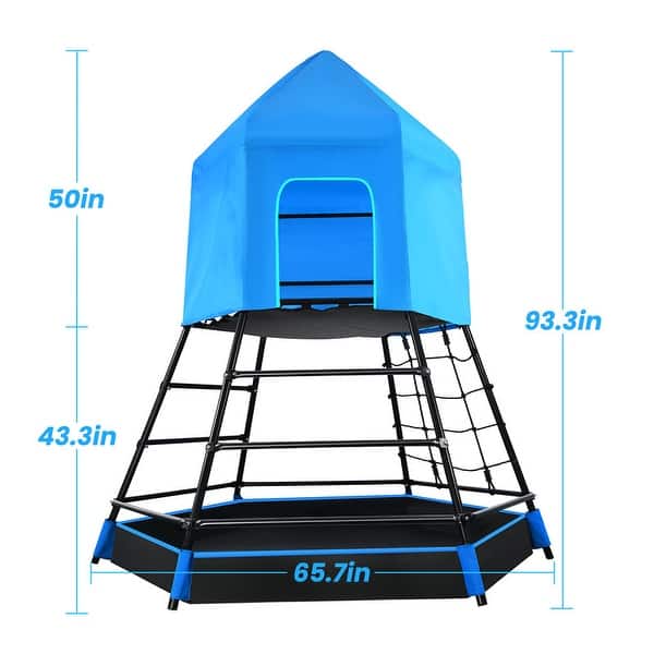 Jungle Gym with Platform and Tent, Climbing Dome Toys for Kids - Bed ...