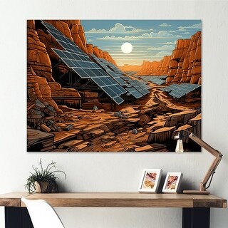 Designart "Orange Desert Solar Panels Field" Solar Panels Orange ...