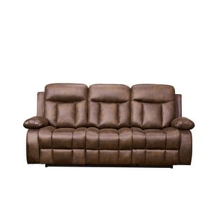 Betsy Furniture Microfiber Manual Rclining 3-seat Sofa Couch in Brown ...