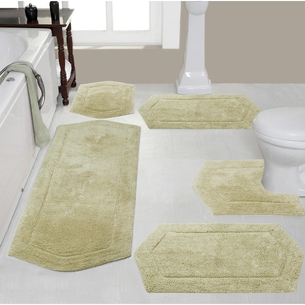 Waterford Collection 100 Cotton Non Slip Bathroom Rug Set Machine Washable Bath Rug 5 Piece Bath Mat Set with Contour On Sale Bed Bath Beyond 21236676