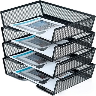 4-Tier Letter Tray Desk Organizer Black - Bed Bath & Beyond - 39310902