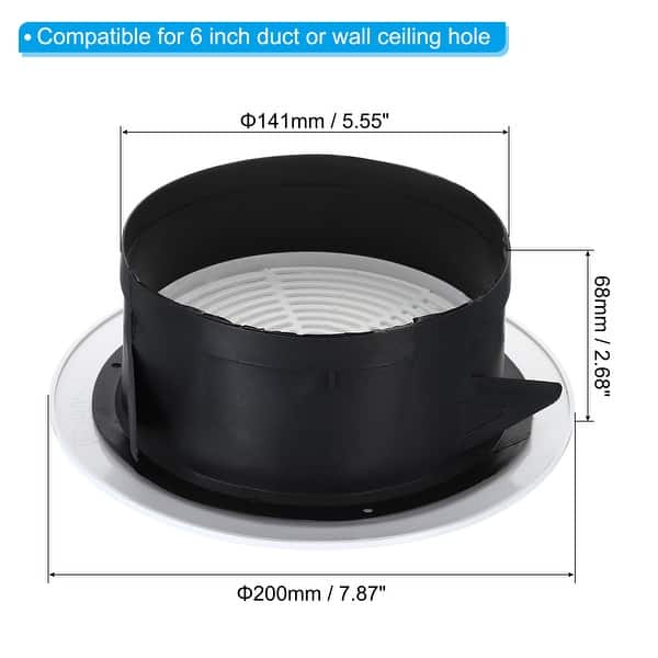 6" Round Air Vent Adjustable Grill Soffit Vent with Screen Rotate Type ...