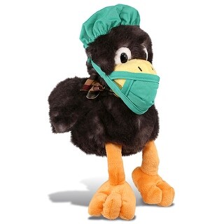 DolliBu Sitting Crow Doctor Plush Toy with Cute Scrub Uniform and Cap ...