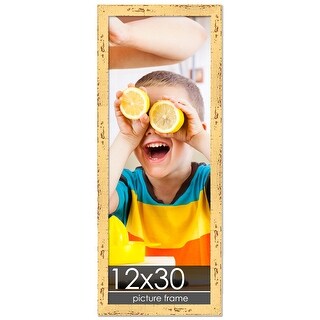 12x30 Frame Yellow Rustic Farmhouse - Shabby Chic Wood Picture Frame ...