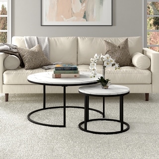 Watson Round Nested Coffee Table with Faux Marble Top - Bed Bath ...