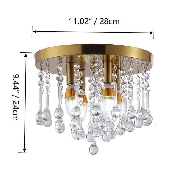 Modern 4-Light Crystal Drop Shape Flush Mount Ceiling Lighting Fixture ...
