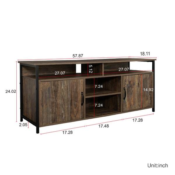 Mid Century Modern TV Console with 3 open shelves and 2 spacious ...