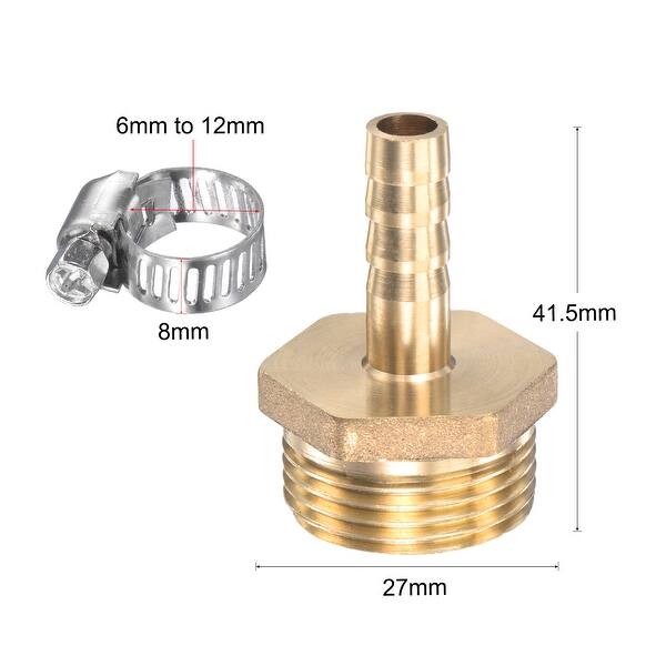 Brass Hose Barb Fittings Straight Thread Pipe Connector with Stainless ...
