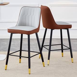 2-Piece Modern Two-Tone PU Bar Stool - Bed Bath & Beyond - 42449204