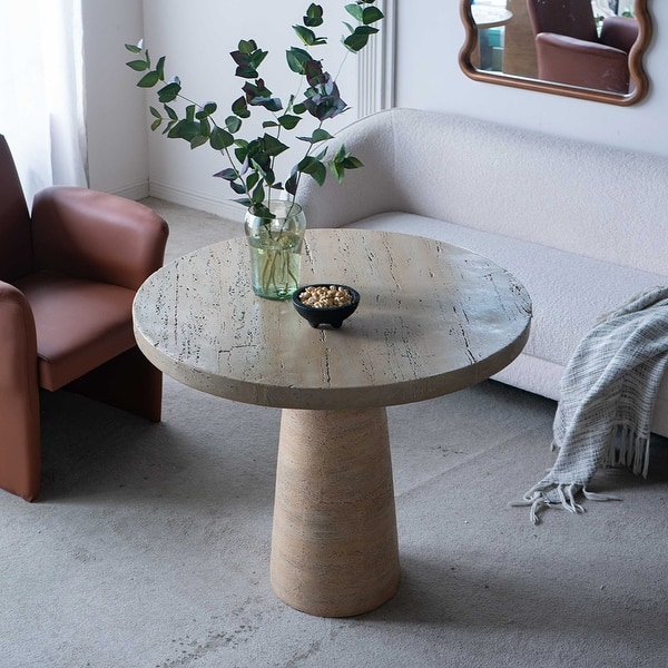 Cement Round Dining Table with Pedestal Base - Bed Bath & Beyond - 40046441