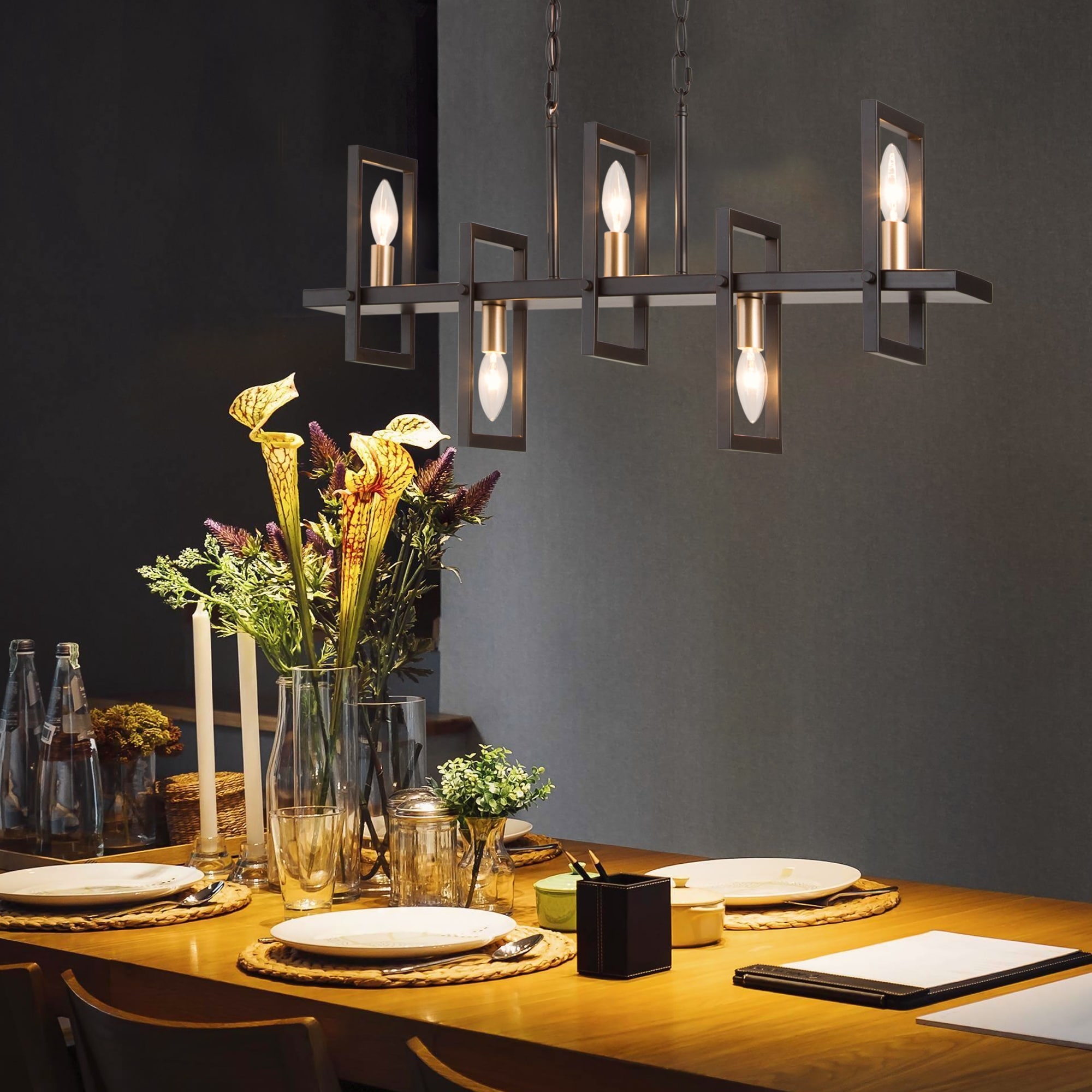 Hartwell 15-inch 4-Light Pendant Lamp Black and Gold Finish - On Sale ...