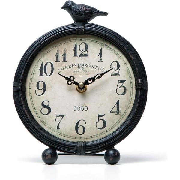 Metal Analog Desk Clock with Feet Stand for Living Room Decor - On Sale ...