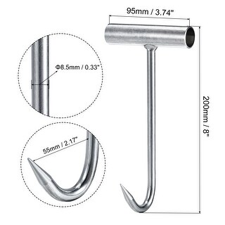 8"(200mm) T-Handle Meat Boning Hook, Galvanized T Hooks for Butcher ...