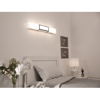 Holly 36'' LED Overbed Wall Light - Satin Nickel - 36"L x 3.6"Ext x 3.6 ...