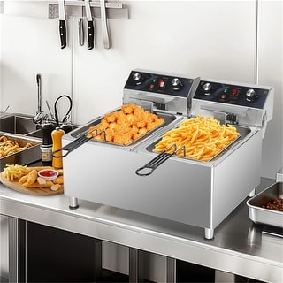 36QT 110V 6600W Double Tank Electric Deep Fryer with Timer - Bed Bath ...