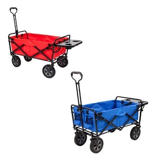 Mac Sports Folding Outdoor Garden Utility Wagon Cart w/ Table (1 Red, 1 ...