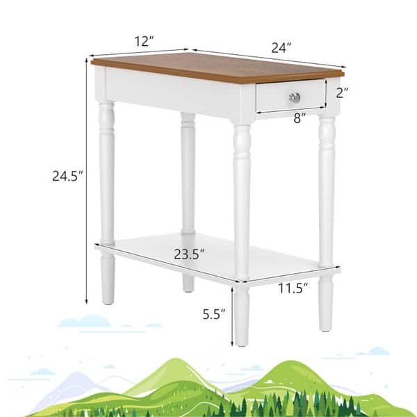 Narrow Side Table with Drawer and Open Storage Shelf - Bed Bath ...