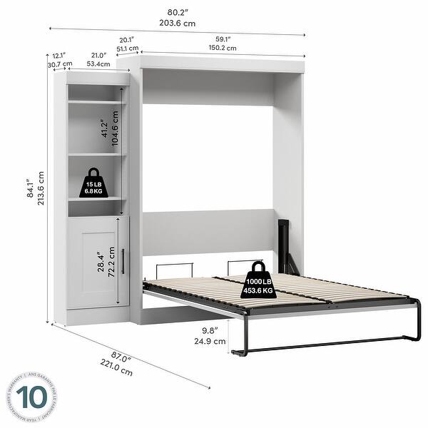 Edge Full Murphy Bed with Storage Unit by Bestar - Bed Bath & Beyond ...