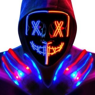 Halloween Led Mask Light Up Scary Mask and skeleton Gloves Purge Mask ...