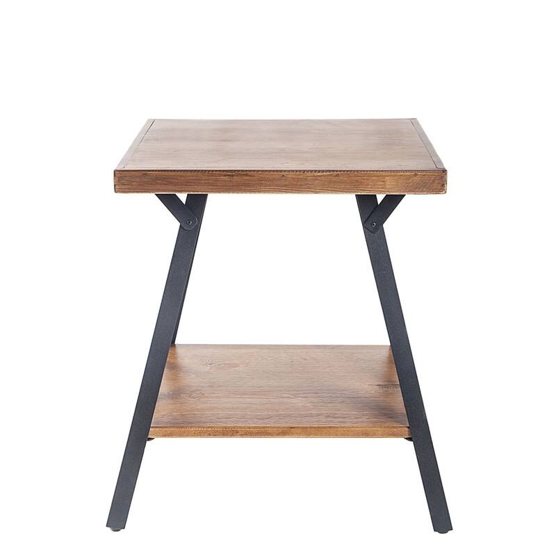 Nightstand with Solid Wood Top & Metal Base Side Table - Overstock ...