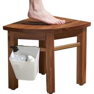 12'' Teak Waterproof Corner Shower Stool for Inside Shower - Bed Bath ...