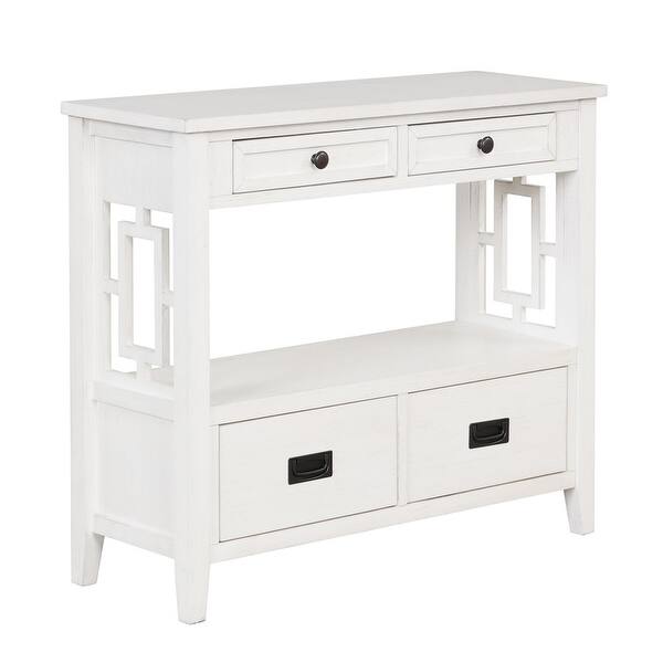 Retro Style Entry Sofa Table with Solid Wood Construction and Storage ...