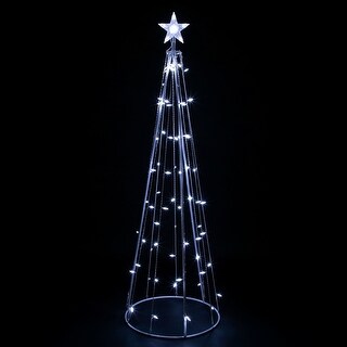 LED Lighted Outdoor Christmas Cone Tree with Star - 6' - Pure White ...