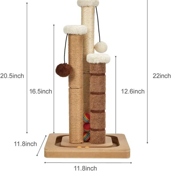 3 Scratch Posts with Interactive Track Ball Base and Hanging Balls Toys ...