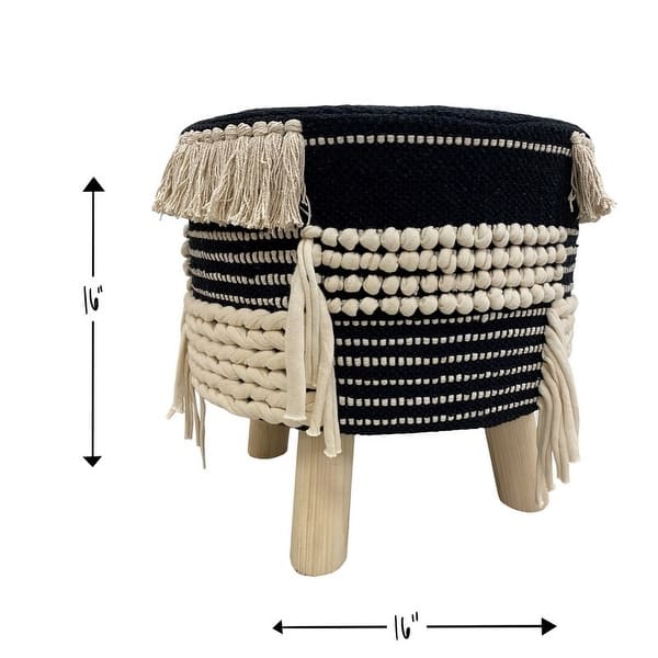 Sevita Textured and Fringed Bohemian Foot Stool - Bed Bath & Beyond ...