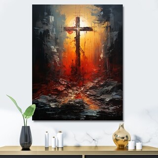 Designart "Cross At Calvary Blood Red Collage" Christianity Wall Art ...