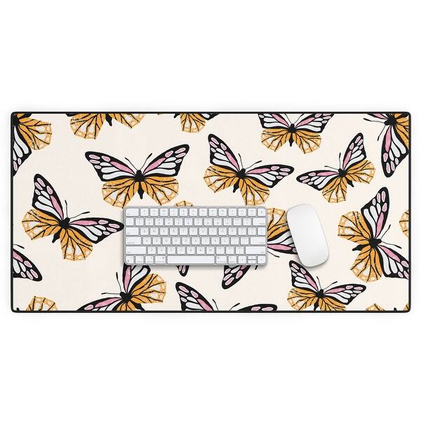 Insvy Design Studio ButterflyPink Yellow Desk Mat - Bed Bath & Beyond ...