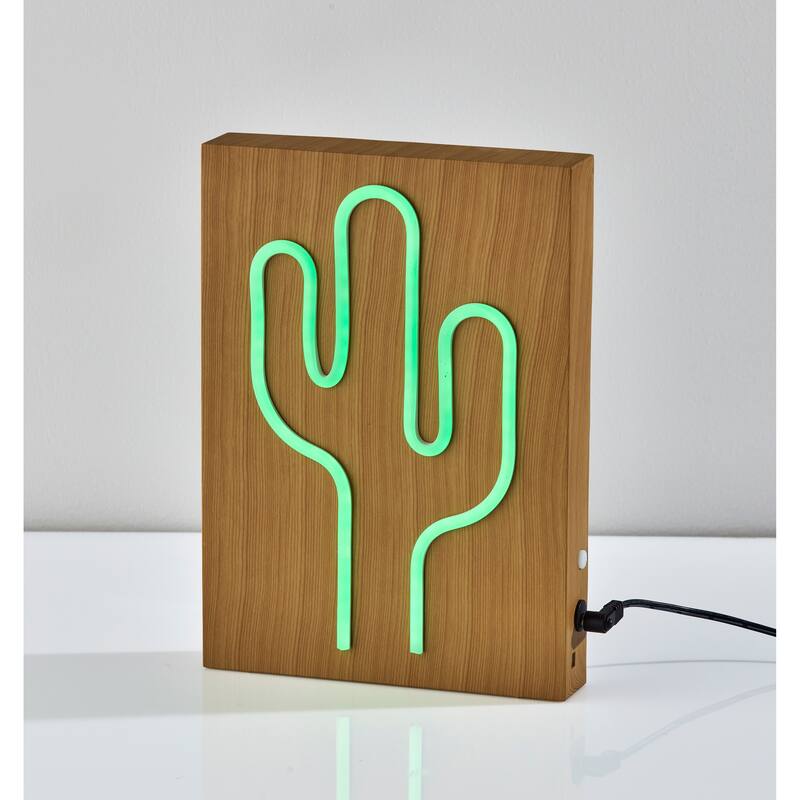Wood Framed Neon LED Cactus Table or Wall Lamp - Bed Bath & Beyond ...