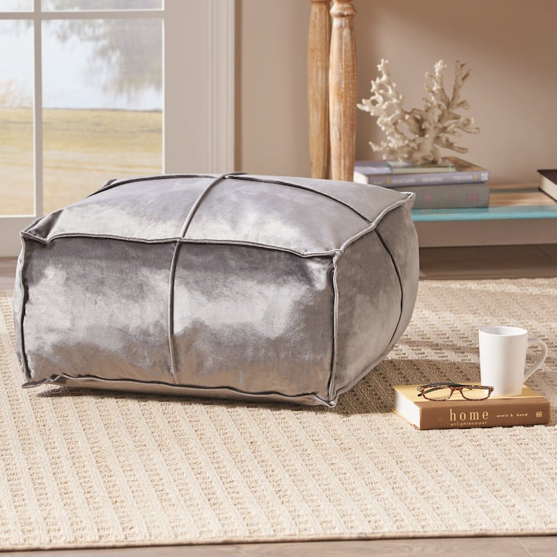 Nakisha Velvet Square Bean Bag Ottoman by Christopher Knight Home ...