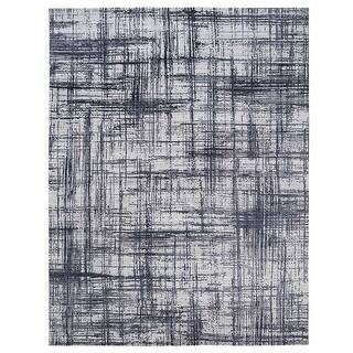 Shahbanu Rugs Charcoal Black, Wool and Plant Based Silk, Hand Loomed ...