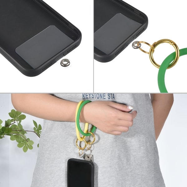 Key Ring Bracelet, Silicone Round Keychain Wristlet Tassel Keyring ...