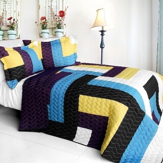 Colors Quartet 3PC Vermicelli - Quilted Patchwork Quilt Set (Full/Queen ...