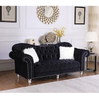 Titanic Furniture Mariann Button Tufted Black Velvet Sofa with ...