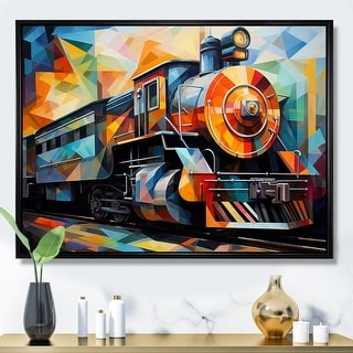 Designart "Abstract Train Cubist Expressions I" Transportation Framed ...