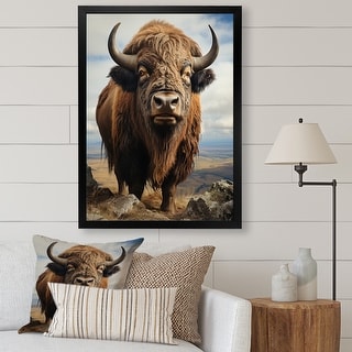 Designart "Bison Bold And Free" Animals Bison Framed Wall Art Prints ...
