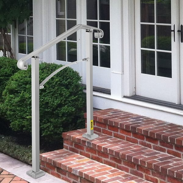 VEVOR Outdoor Stair Railing Fit 3 Steps Alloy Metal Handrailing Front ...