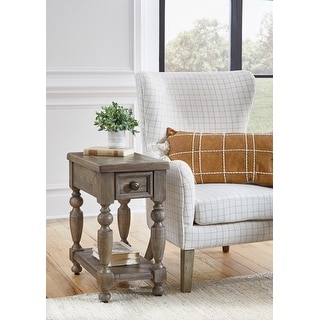 Gracewood Hollow Distressed Gray Pine Chairside End Table - 14 x 22 x ...