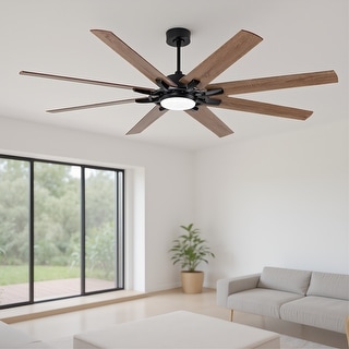 72"Dual-Finish Ceiling Fan Light w/ 8 Blades, Remote, 6-Speed DC Motor ...
