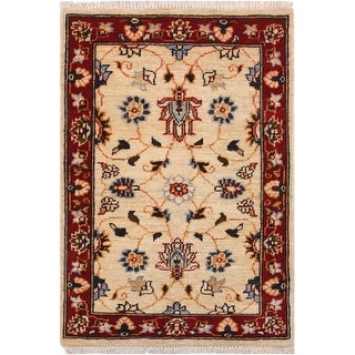 Bohemian Ziegler Steen Ivory Red Hand-knotted Wool Rug - 1'0" x 2'11 ...