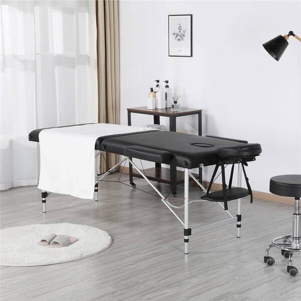 Yaheetech Wide Massage Table 2 Fold Aluminum Adjustable Massage Bed ...