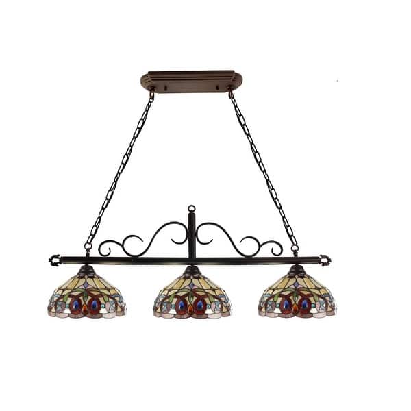 Tiffany Style Victorian Design 3-light Linear Island Fixture - On Sale ...