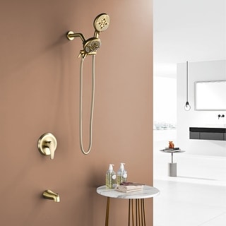 Modern Brushed Gold Shower Set - Bed Bath & Beyond - 41821918
