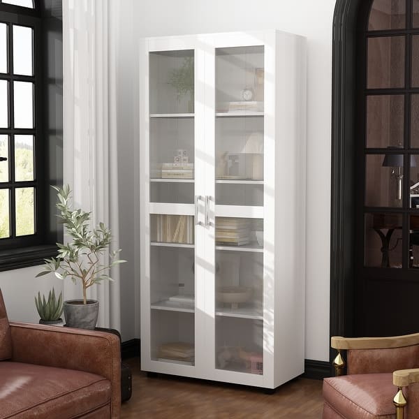 Accent Cabinet Wardrobe Acrylic Glass Door Bookcase Buffet Sideboard ...